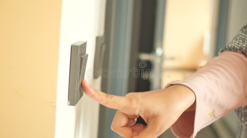 A Finger Turning on Lighting Switch . Stock Footage - Video of closeup ...