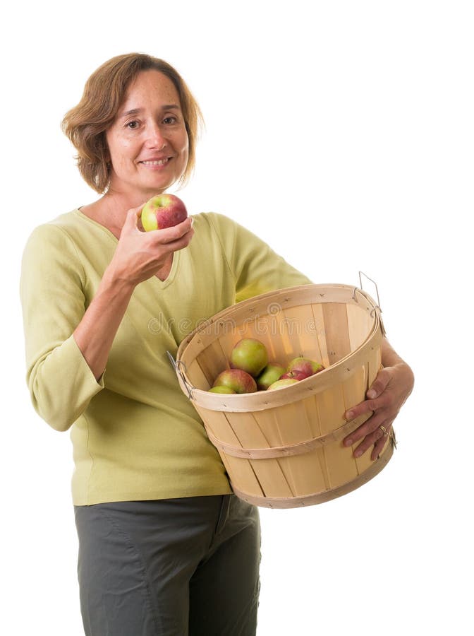 Women with Fresh Picked Apples Stock Image - Image of fresh, picked ...