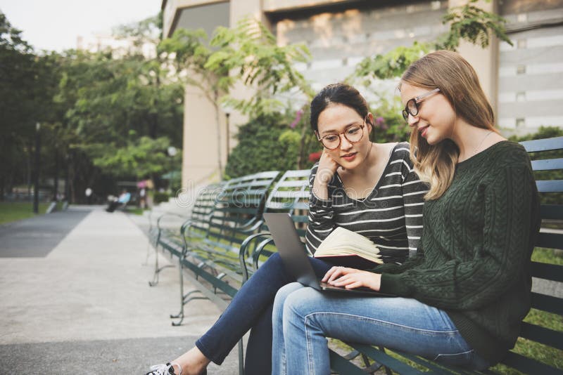 Women Friendship Studying Brainstorming Technology Concept Stock Photo ...
