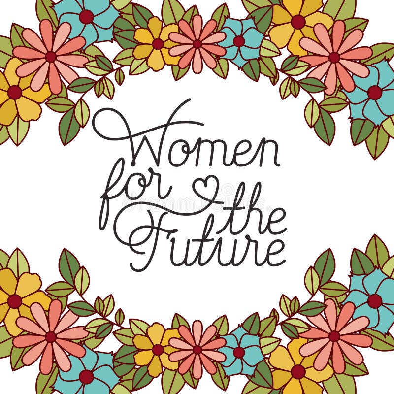 Women for the Future Label with Flowers Frame Icons Stock Vector ...
