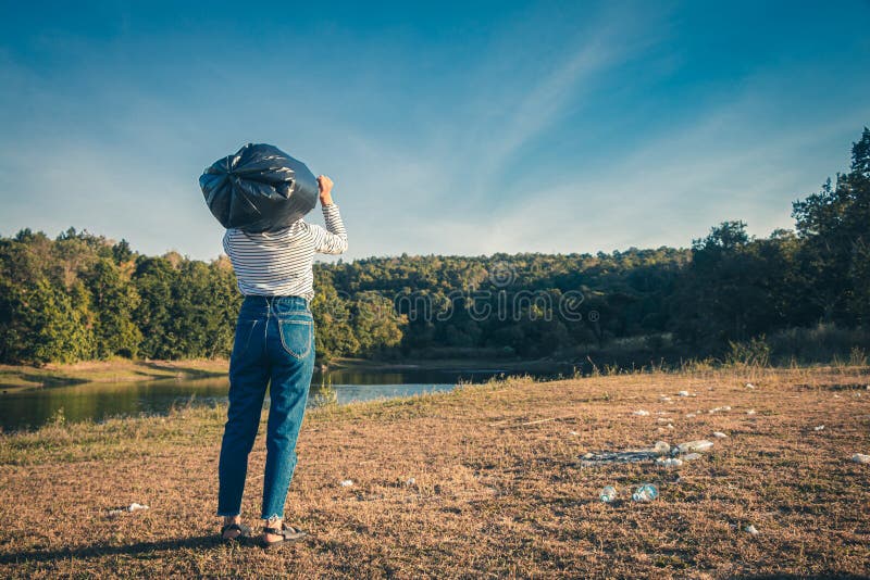 Women Garbage Collection for To Keep Clean and Take Recycling Stock ...