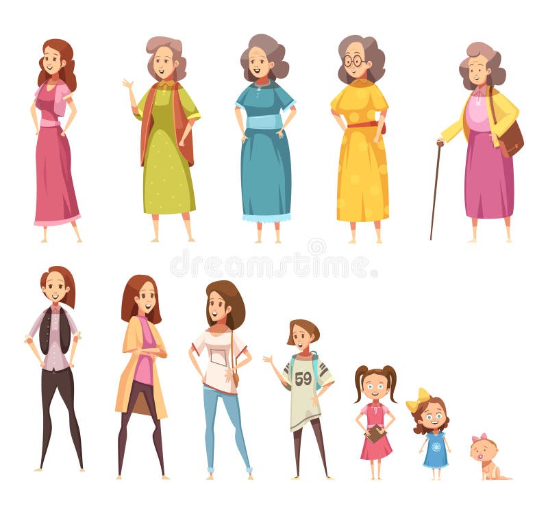 All Age Generation Women Set Stock Illustrations 18 All Age