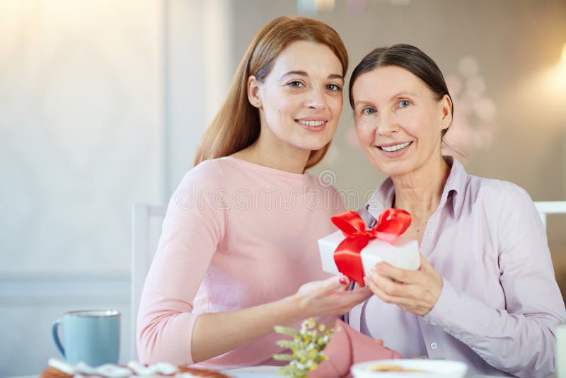 Women with gift-box stock image. Image of caucasian, affectionate ...