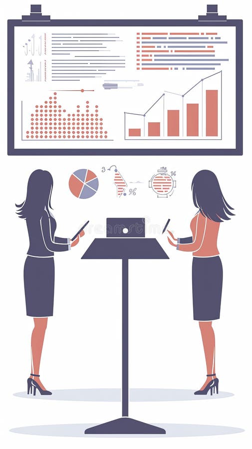 Women Giving a Business Presentation with Charts and Graphs Stock ...