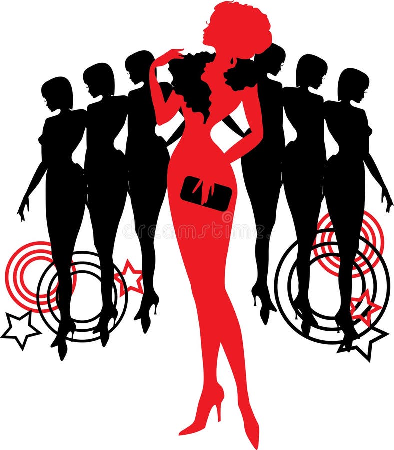 Women Group Graphic Silhouettes. Different Person Stock Vector ...