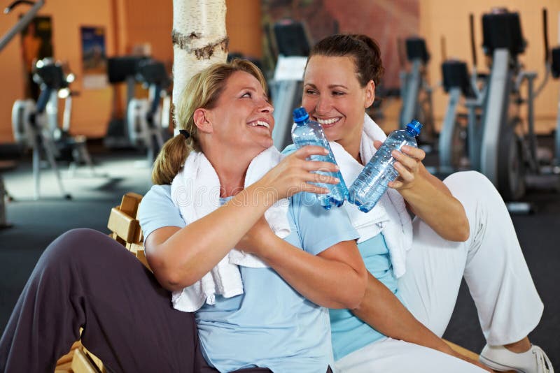 Women in Gym Taking a Break Stock Photo - Image of couple, portrait ...