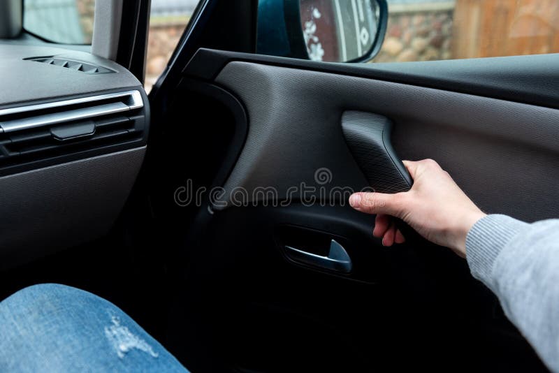 Women Hand Closing the Car Door. Stock Photo - Image of business, auto ...