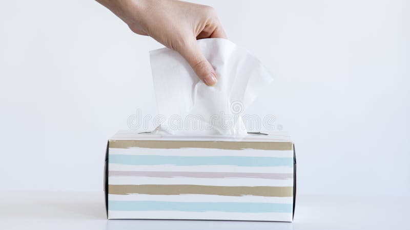 Women Hand Picking Napkin Tissue Paper from the Tissue Box Stock Photo ...