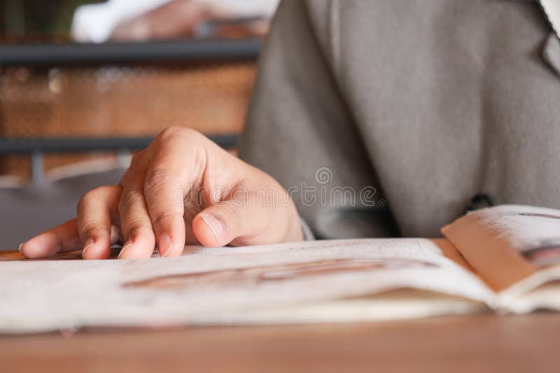 Women Hand Reading a Food Menu at Cafe. Stock Photo - Image of ...