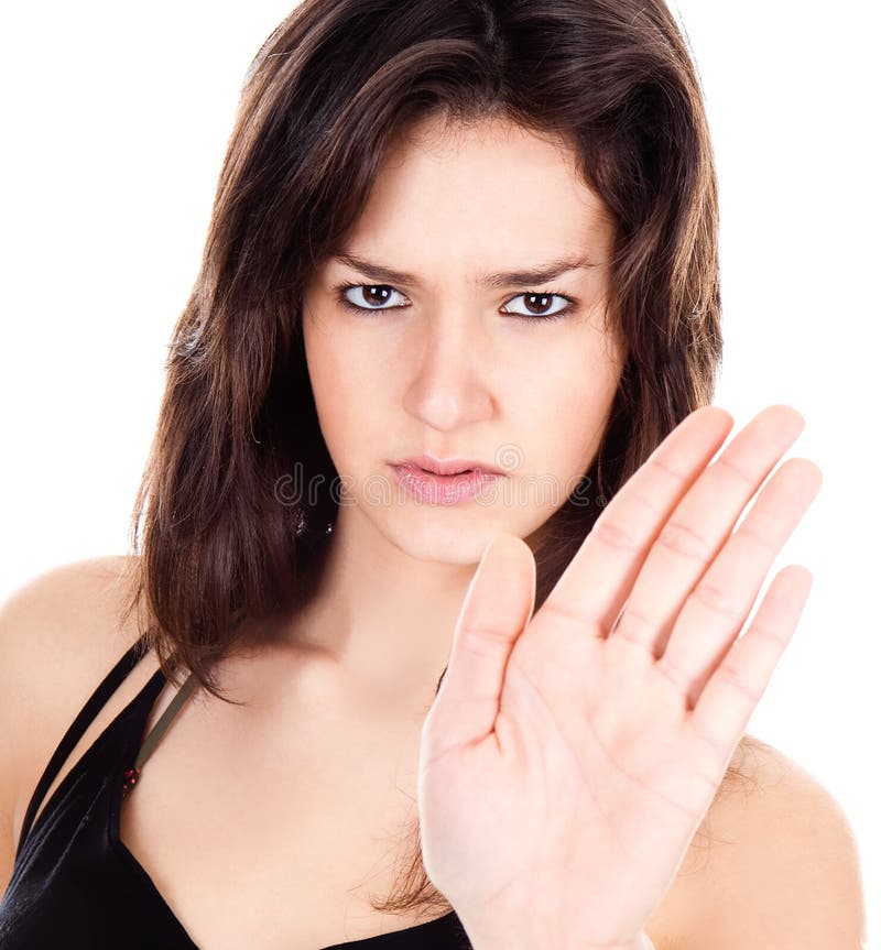 Women with hand stop sign stock image. Image of hair, adult - 9987569