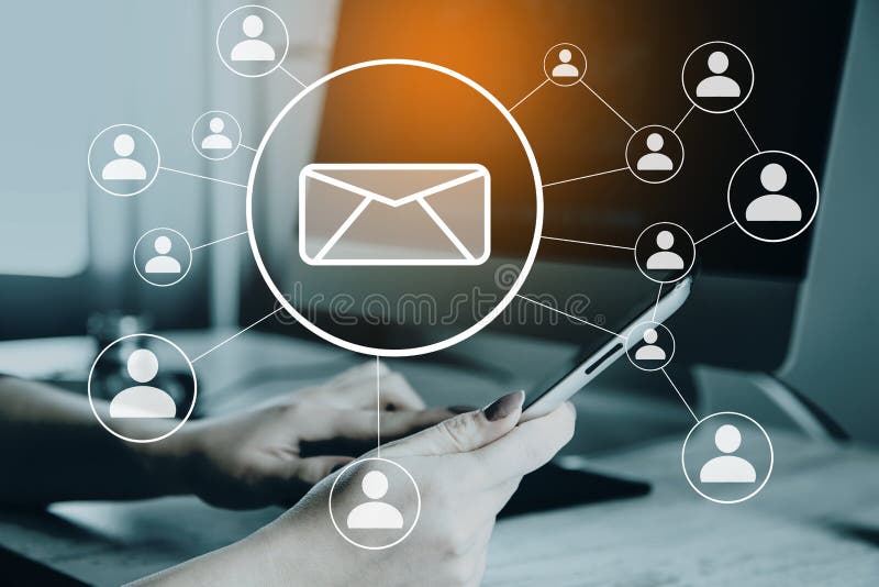 Women Hand Tablet with Message Sign Stock Image - Image of smart ...