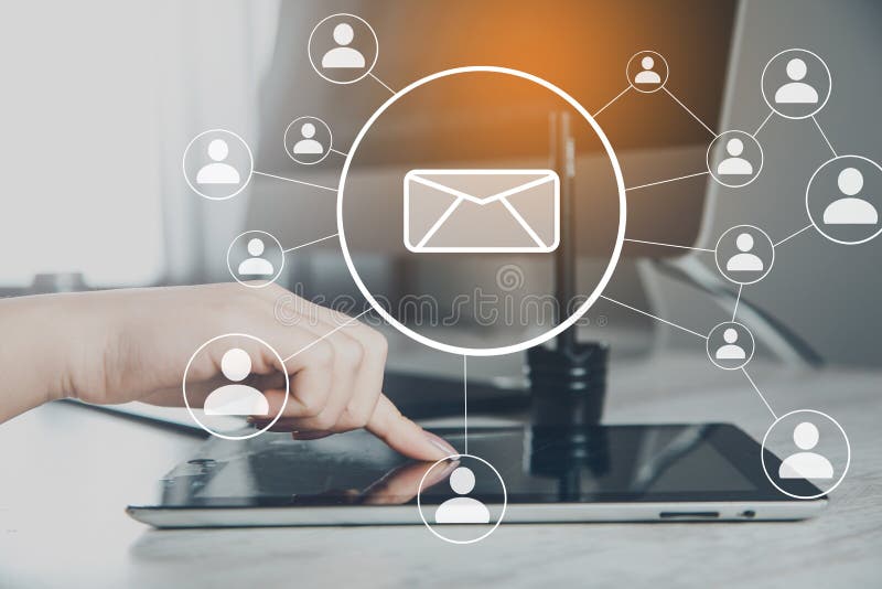 Women Hand Tablet with Message Sign Stock Photo - Image of hand, female ...