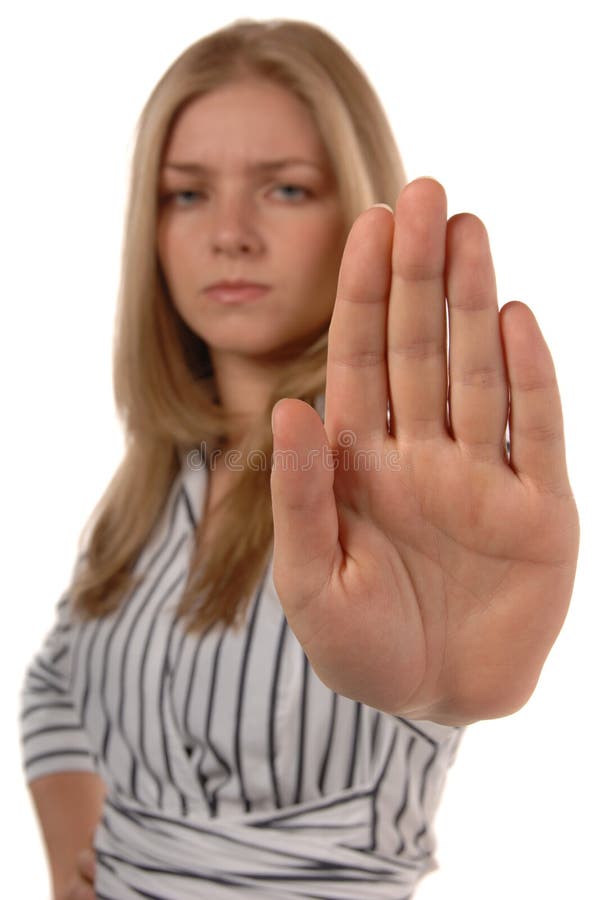 Women with hand up STOP stock photo. Image of finger, abuse - 3431418