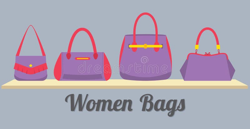 Women Handbags Display on Shelf Stock Vector - Illustration of sell ...