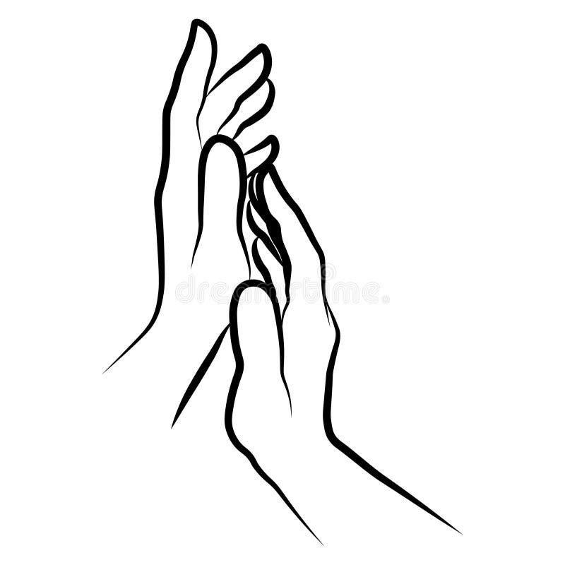 Women Hands Clapping Simple Outline Minimalistic Linear Gesture Style ...