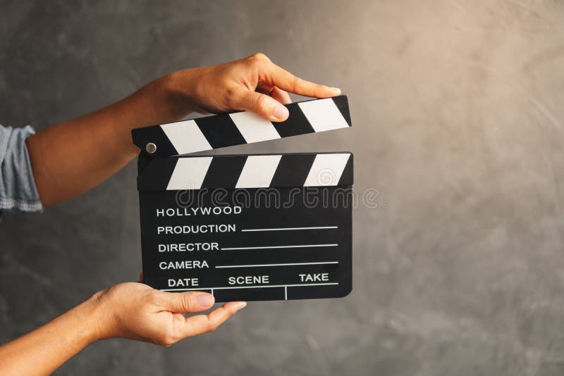 Women Hands Holding Clapper Board for Making Video Cinema Stock Image ...