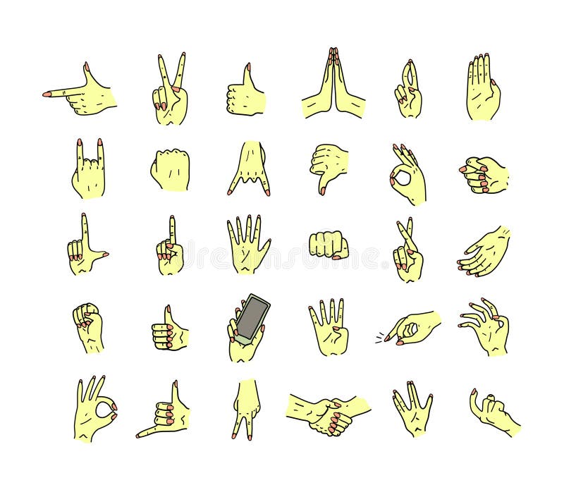 Women Hands Simple Outline Minimalistic Linear Gesture Style. Vector ...