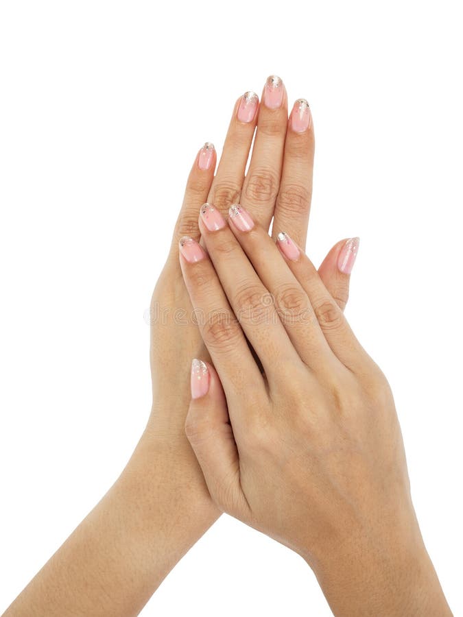 Women Hands with Nail Manicure Stock Photo - Image of finger, isolated ...
