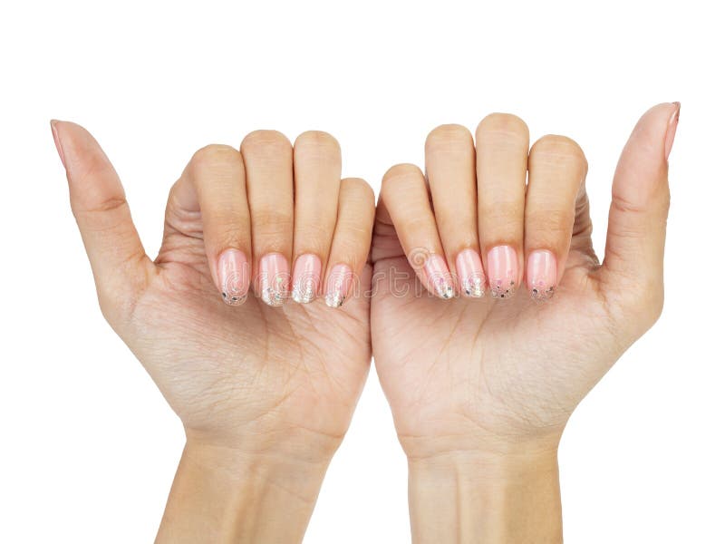 Women Hands with Nail Manicure Stock Image - Image of healthy, elegance ...