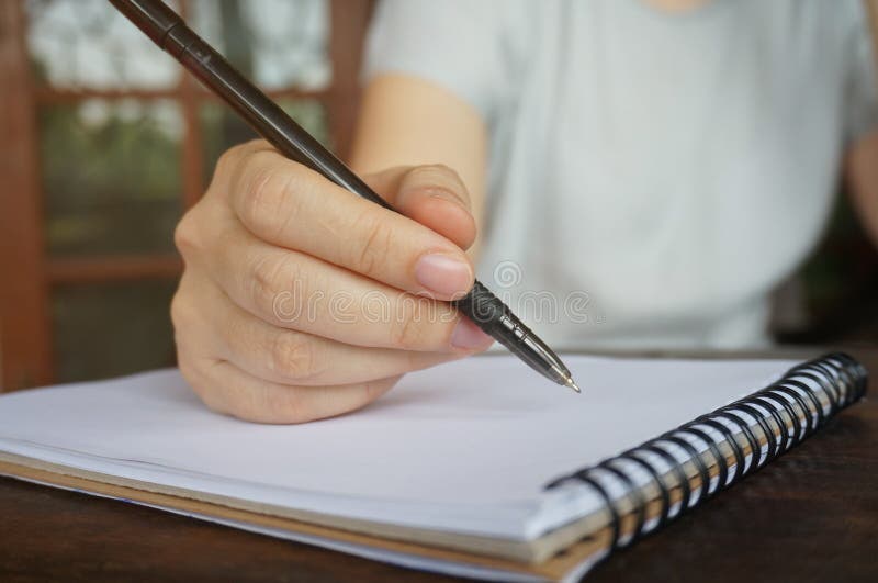 Women Hands with Pen Writing on Notebook Stock Photo - Image of journal ...