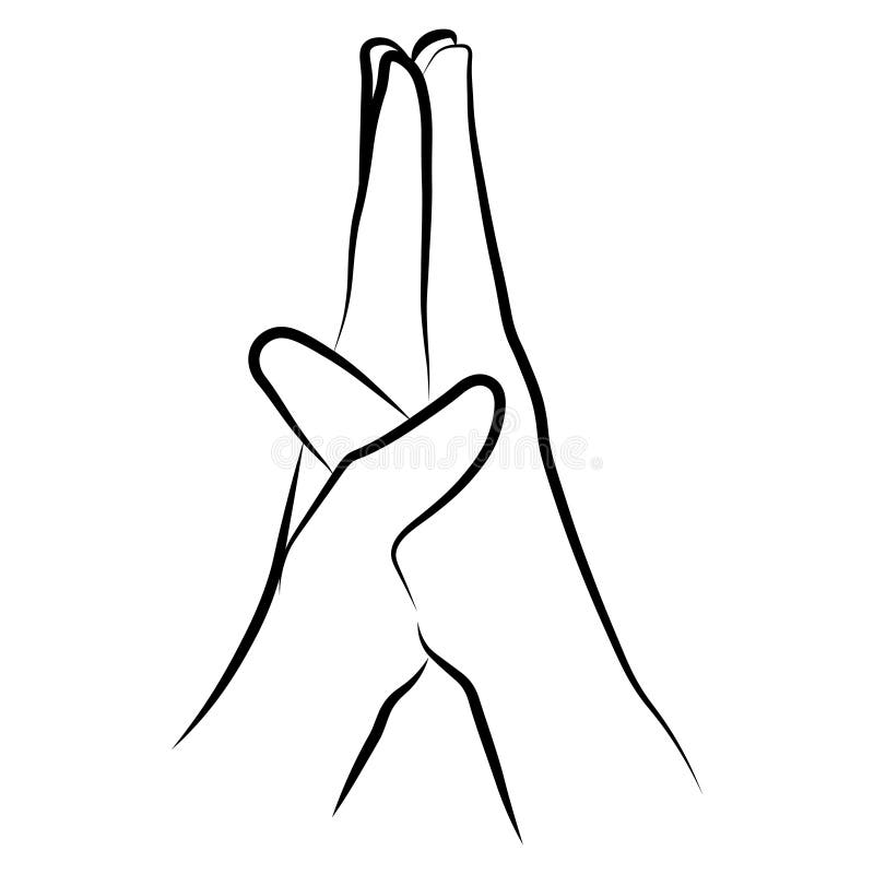 Women Hands Prayer Gesture Simple Outline Minimalistic Linear Style ...