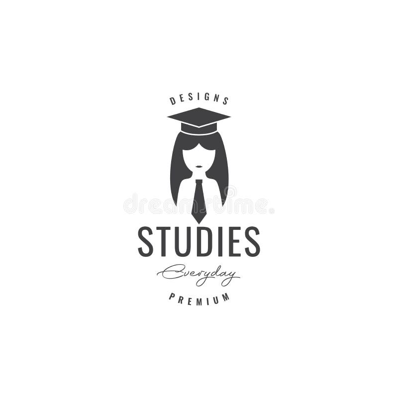Women with Hat Graduate Logo Design Stock Vector - Illustration of hair ...