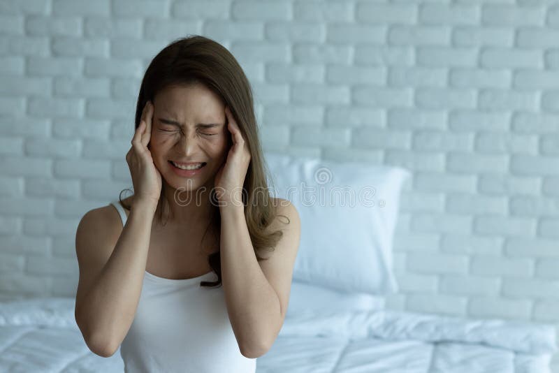 Women Have Pain Head after Work Out Stock Photo - Image of caucasian ...