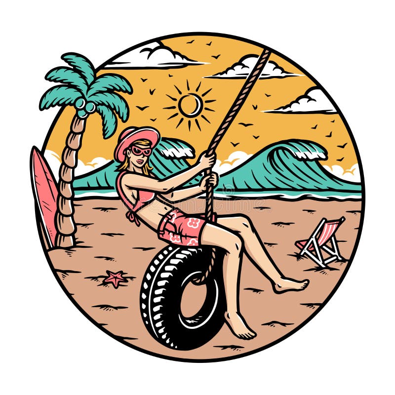 Women Having Fun on the Beach Stock Vector - Illustration of life ...