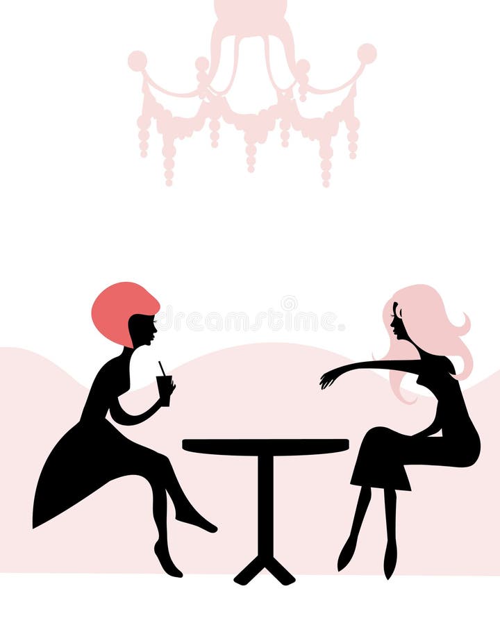 Women Having Tea Break at the Cafe Stock Illustration - Illustration of ...