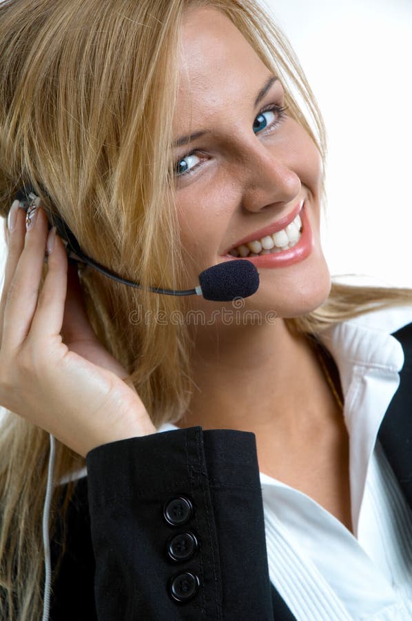Woman with a Headset stock photo. Image of communicating - 511804