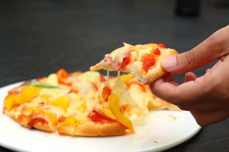 A Women Holding a Pizza in Hand Stock Image - Image of crust, home ...