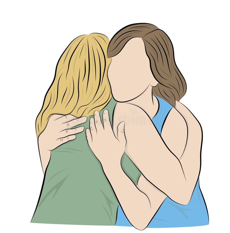 Women Hugging, Warm Greetings, Friendship Stock Illustration ...