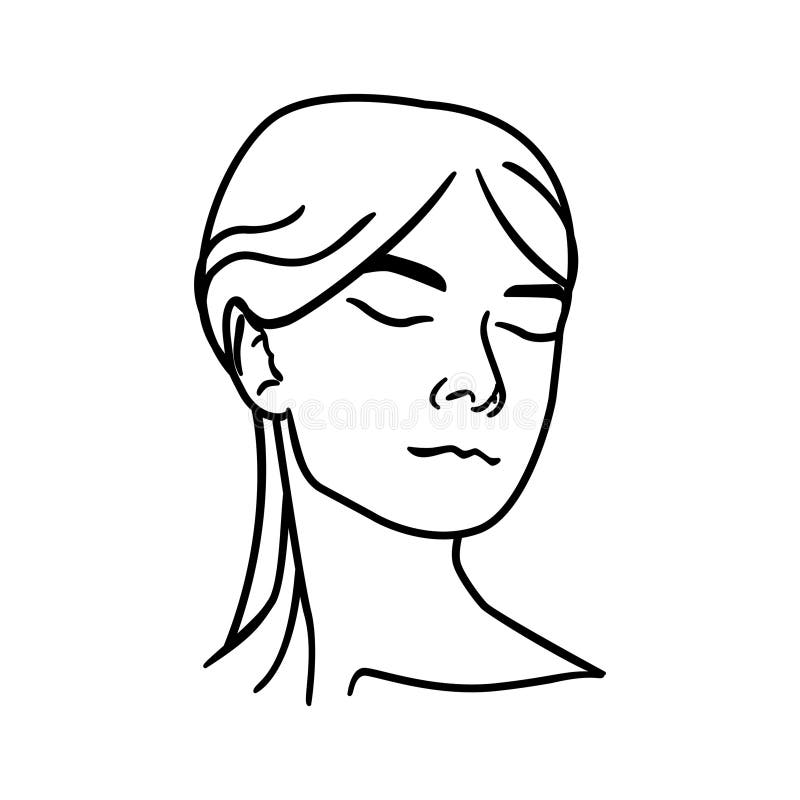 Sketch Realistic Lines Close-ups of Women S Faces. Black and White ...