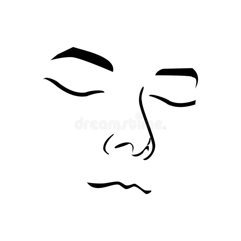 Sketch Realistic Lines Close-ups of Women S Faces. Black and White ...