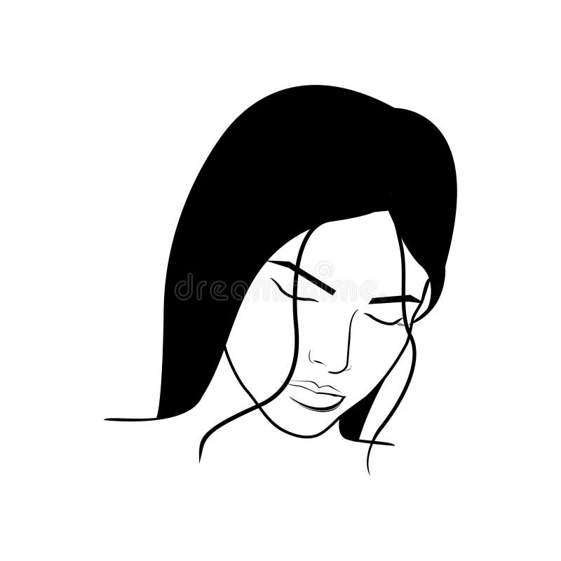 Sketch Realistic Lines Close-ups of Women S Faces. Black and White ...