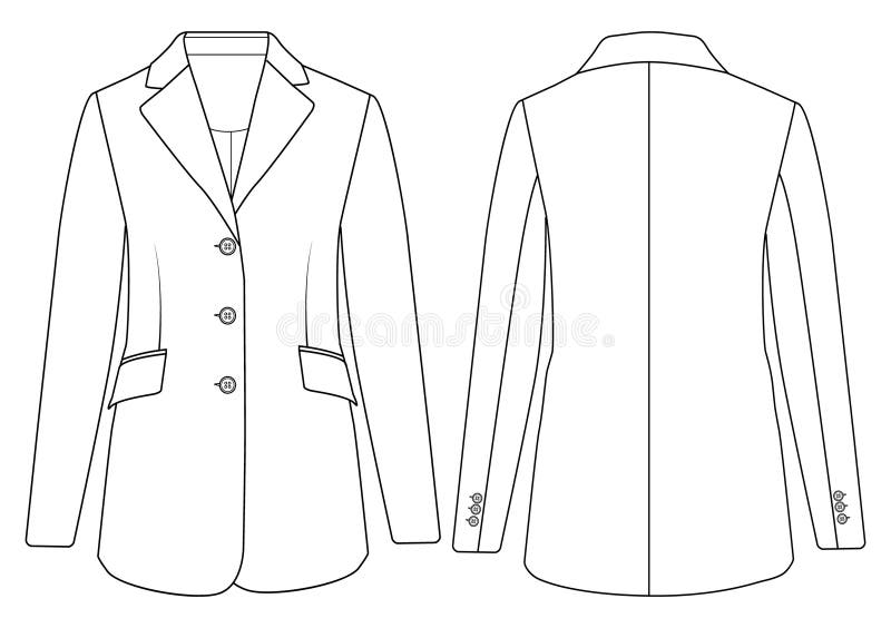 Women Jacket Fashion Front and Back Vector Illustration Stock ...