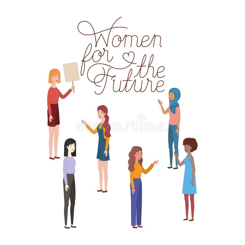 Women with Label Women for the Future Character Stock Vector ...