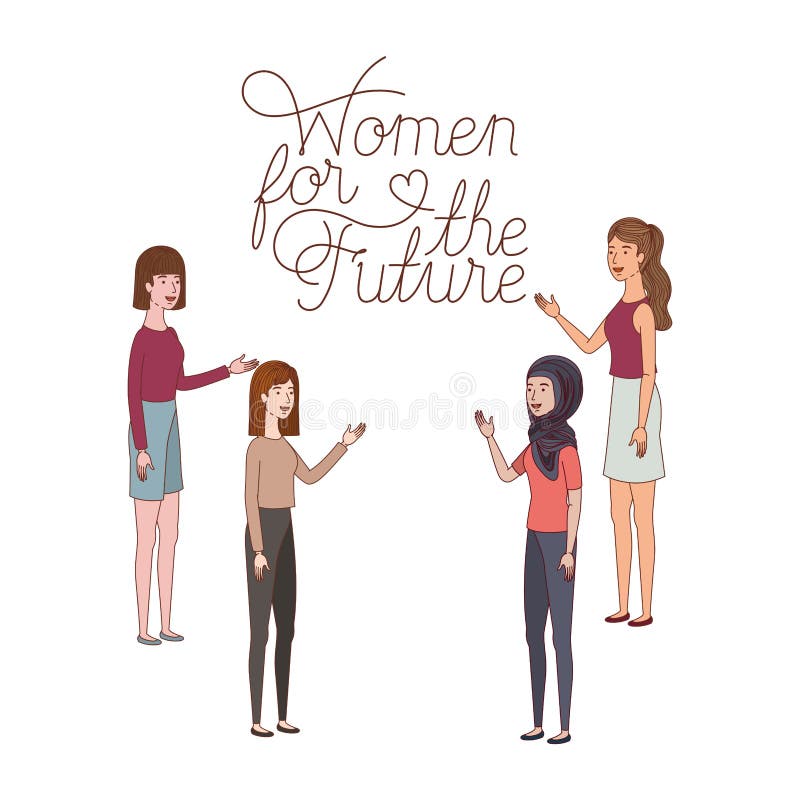 Women with Label Women for the Future Character Stock Vector ...