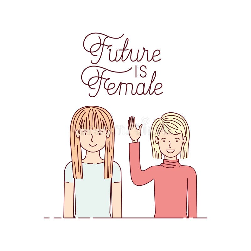 Women with Label Future is Female Character Stock Vector - Illustration ...