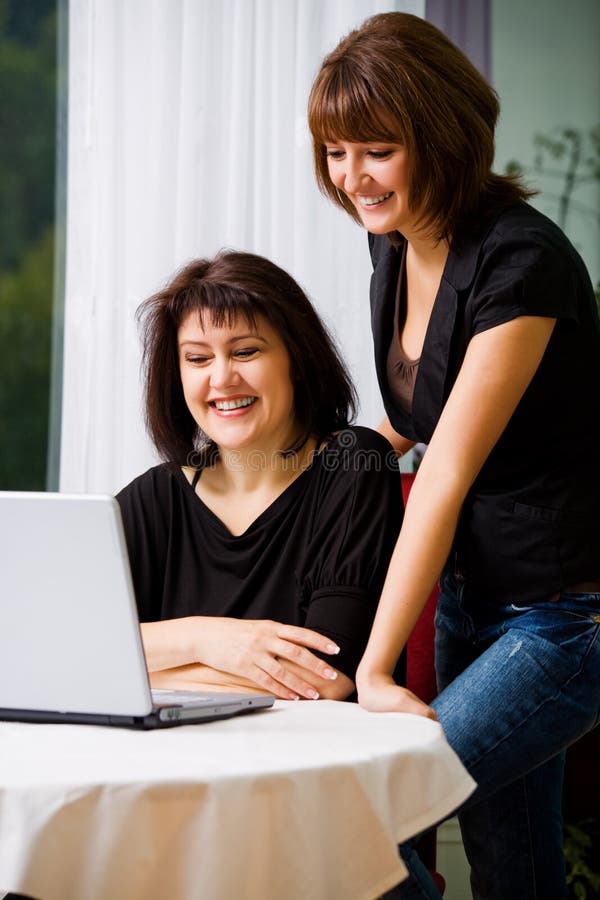 Women with laptop stock photo. Image of adult, internet - 7568142