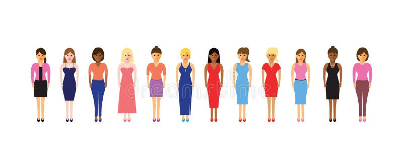 Women in a line stock vector. Illustration of member - 93578557