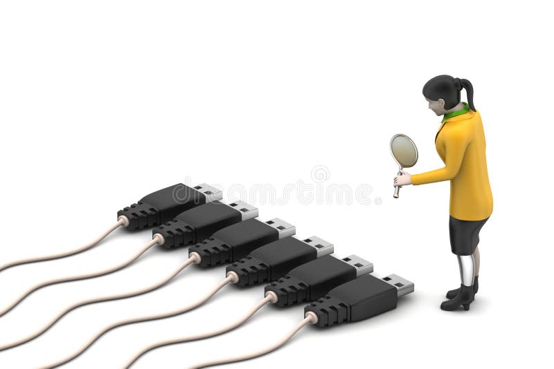 Women Looking Connecting Cable Stock Illustration - Illustration of ...