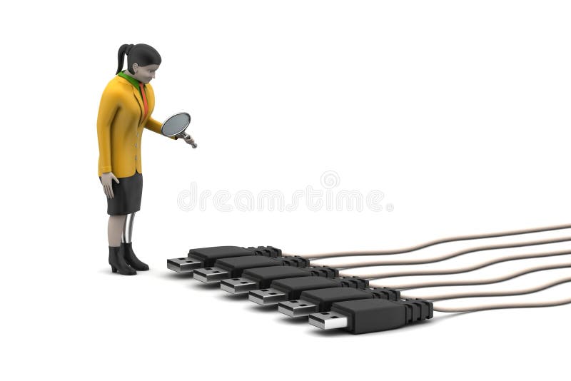 Women Looking Connecting Cable Stock Illustration - Illustration of ...