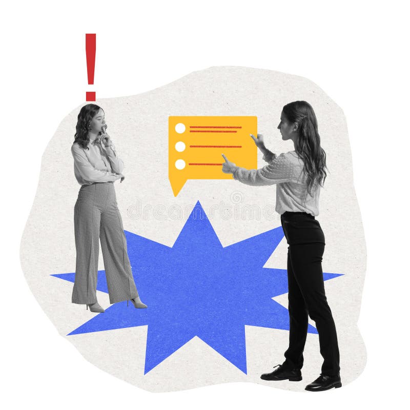 Women Looking on Message Bubble and Question Mark. Customer Support ...