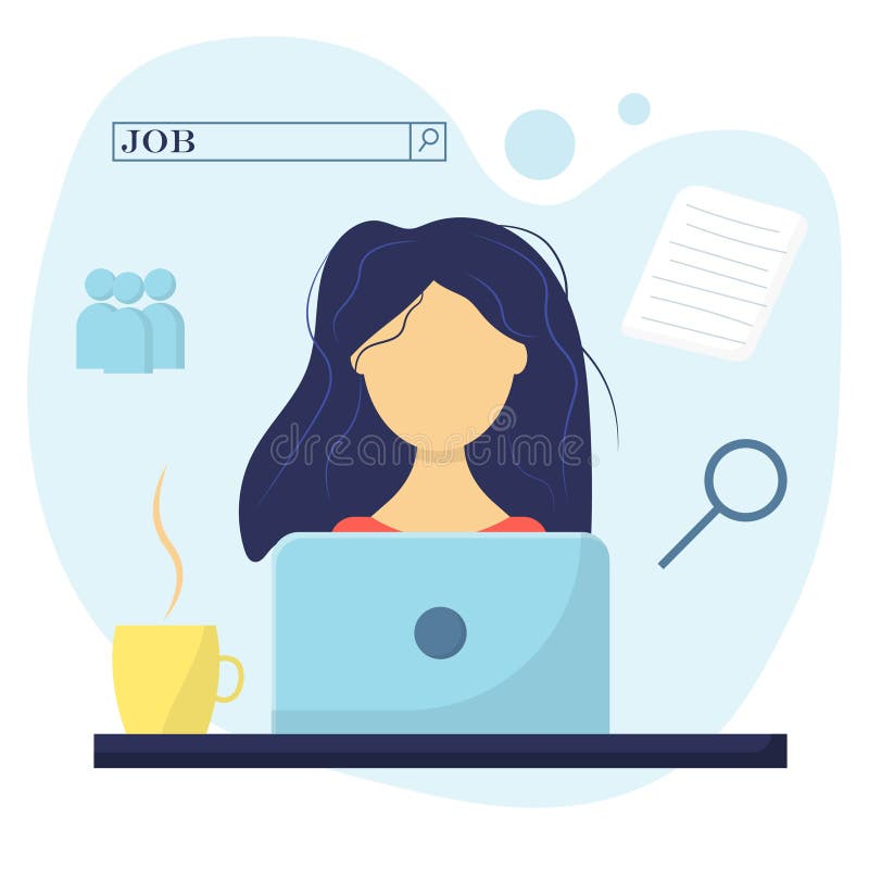 The Women are Looking for Work. Job Search Concept Stock Vector ...