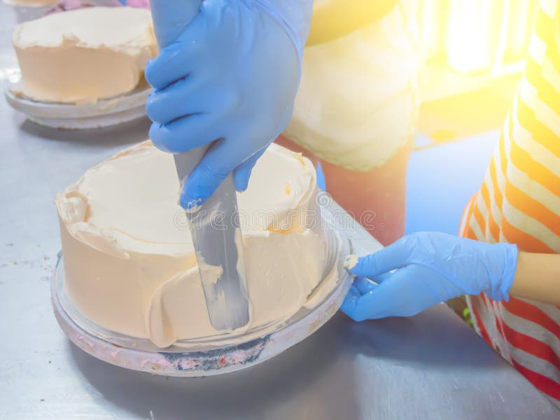 Women Making Cake in Cake Industry Stock Image - Image of chef, early ...
