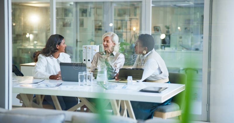 Women, Meeting and Staff Discussion in Office, Plan and Support Team ...
