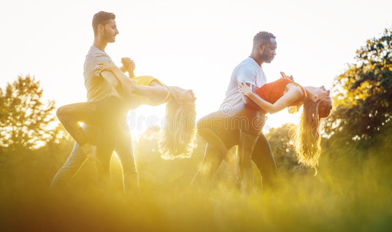 Women and Men Performing Dance Moves Stock Photo - Image of black ...