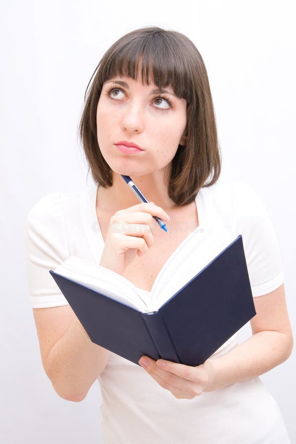 Women with Notebook and Pen Stock Image - Image of student, manager ...