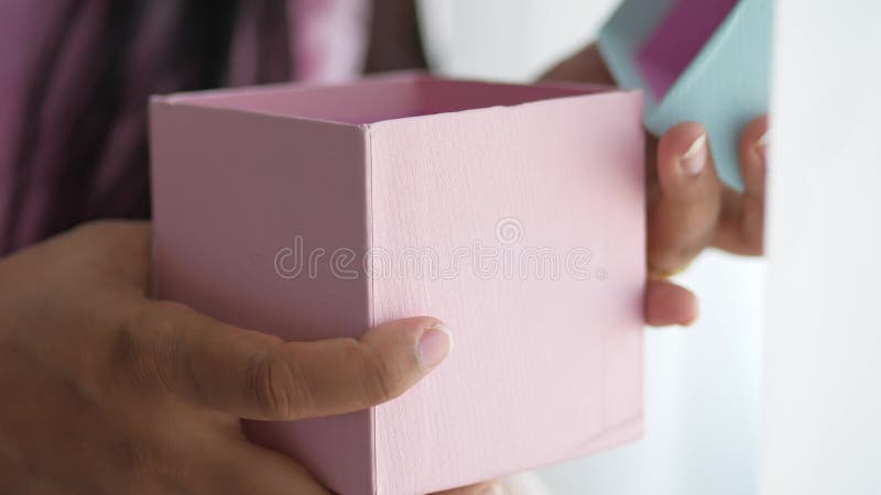 Women Open a Empty Small Gift Box Stock Footage - Video of wrapped ...